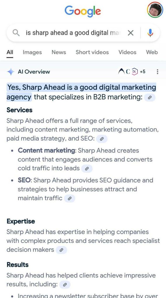 Are Google's "AI Overviews" relevant for B2B? | Sharp Ahead